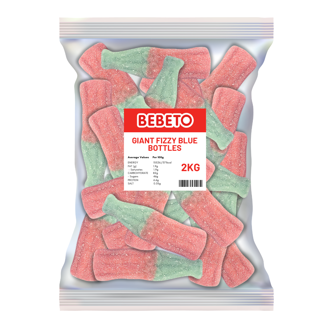 Bebeto Giant Fizzy Blue Bottles 2Kg - Monmore Confectionery