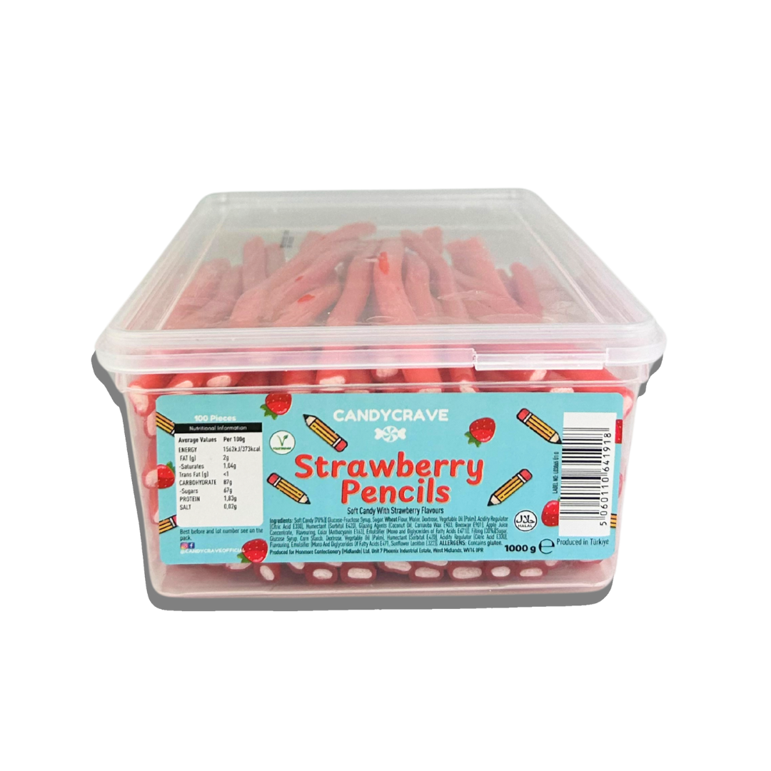 Candycrave Strawberry Pencils Tub 100 Count