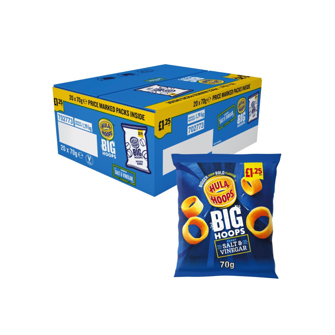 Hula Hoops Big Hoops Salt & Vinegar Crisps £1.35 PMP 20X70g