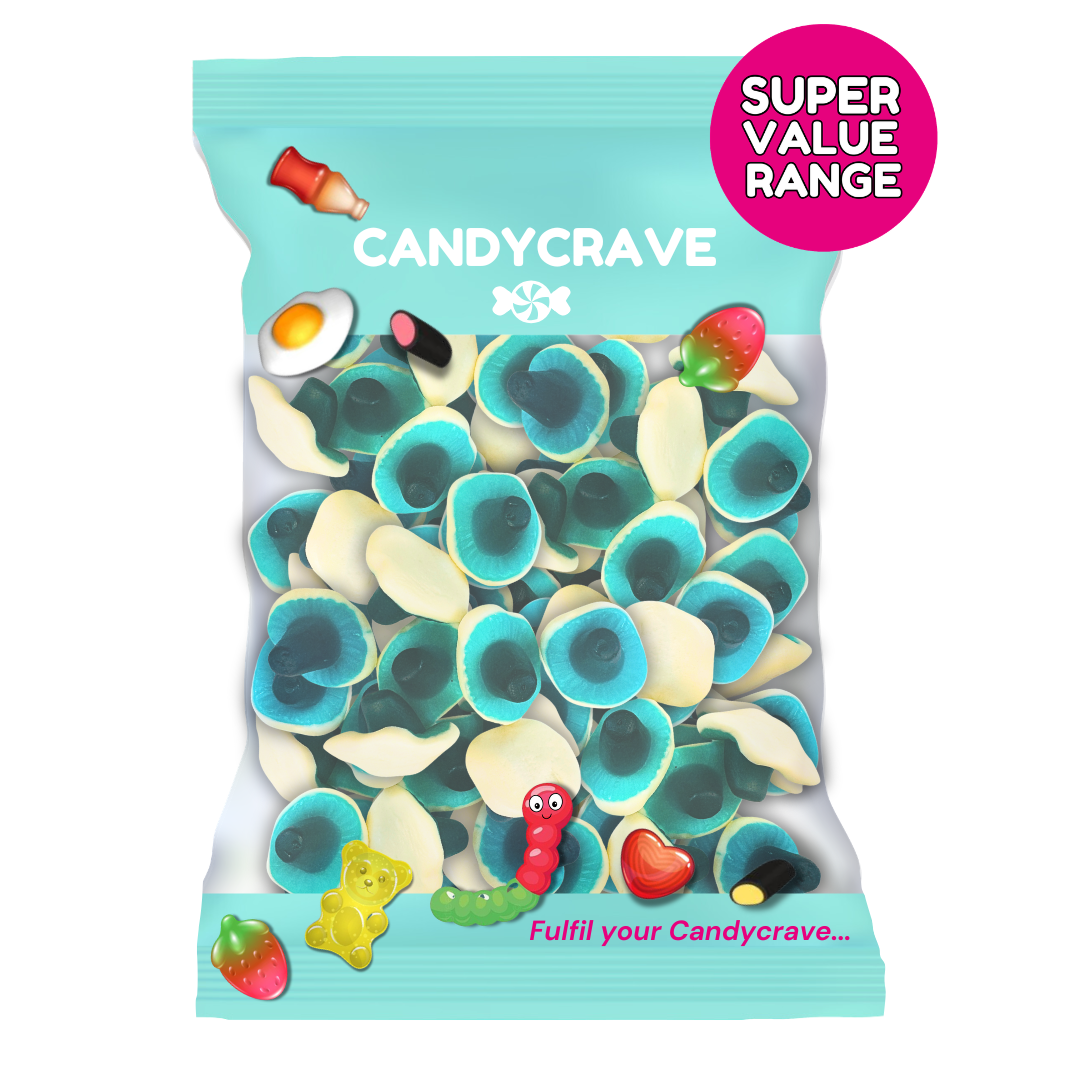 Candycrave Super Value Blue Raspberry Mushrooms 1kg - Monmore Confectionery