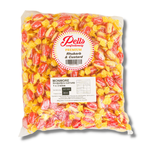 Pells Premium Rhubarb & Custard 3Kg Bag - Monmore Confectionery